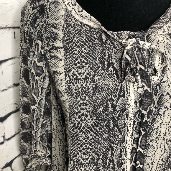 Zara | Tops | Zara Basics Snake Skin Hilow Tie Neck Top Small | Poshmark